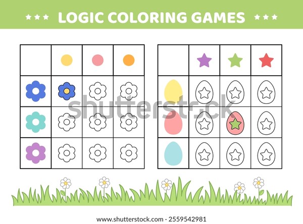 Logic Coloring Game Flower Easter Egg Stock Vector (Royalty Free ...