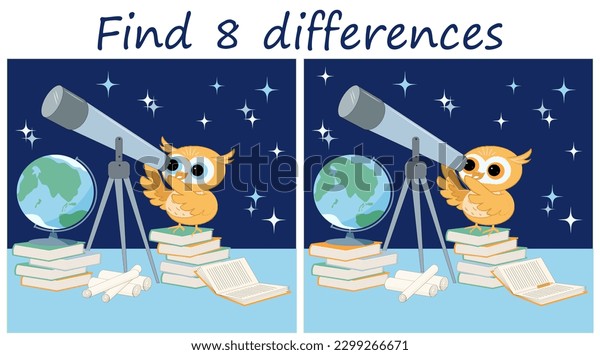 Logic Puzzle Game Find 8 Differences Stock Vector (Royalty Free) 2299266671 | Shutterstock