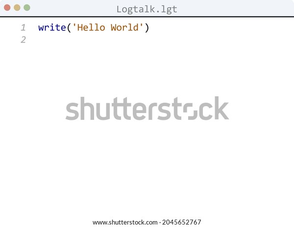 Logtalk Language Hello World Program Sample Stock Vector (Royalty Free) 2045652767 | Shutterstock