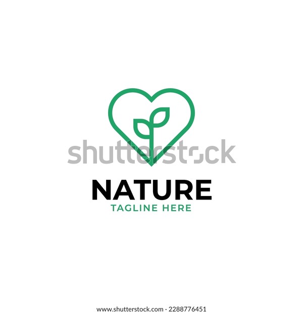 Love Leaf Logo Design Vector Template Stock Vector (Royalty Free ...