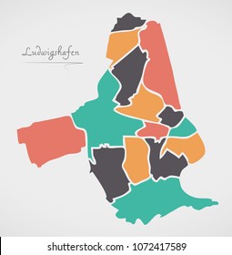 Ludwigshafen Map Boroughs Modern Round Shapes Stock Vector (Royalty Free) 1072417589 | Shutterstock