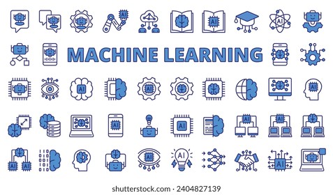 Machine Learning Icons Line Design Blue Stock Vector (Royalty Free) 2404827139 | Shutterstock