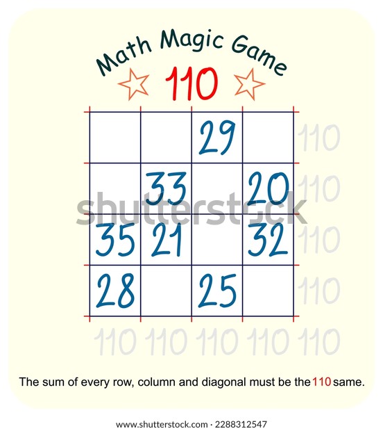 Magic Math Game Magic Square Recreational Stock Vector (Royalty Free ...