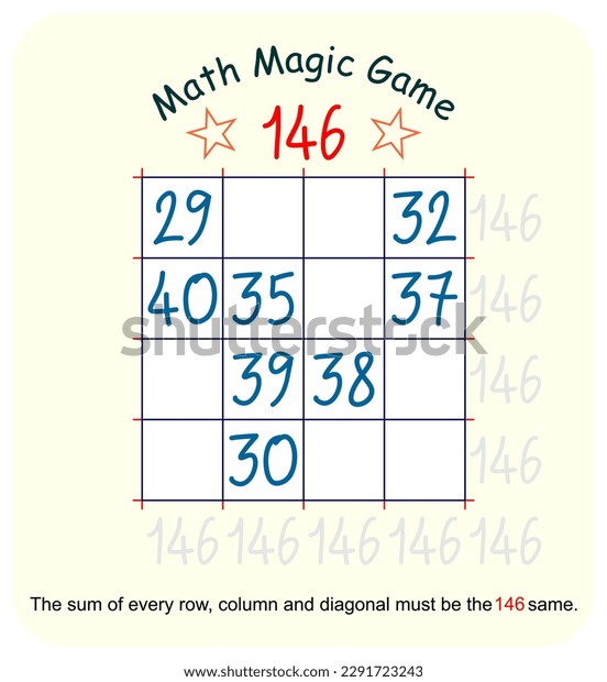 Magic Math Game Magic Square Recreational Stock Vector (Royalty Free ...