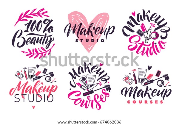 Makeup Studio Courses Vector Logo Set Stock Vector (Royalty Free ...