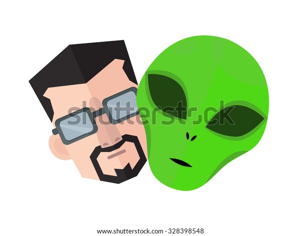 Man Alien Mask Flat Vector Illustration Stock Vector (Royalty Free ...