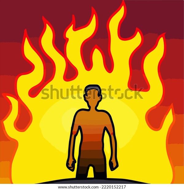Man Burning Hell Ilustration Vector Cartoon Stock Vector (Royalty Free ...