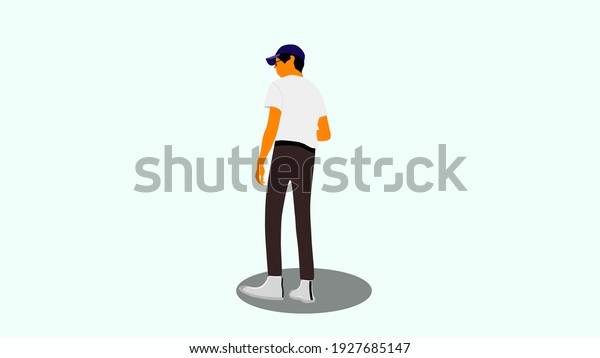 Man Cap Turn Back Vector Stock Vector (Royalty Free) 1927685147 ...