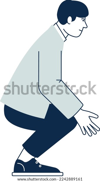 Man Crouch Down Catch Something Squating Stock Vector (Royalty Free ...