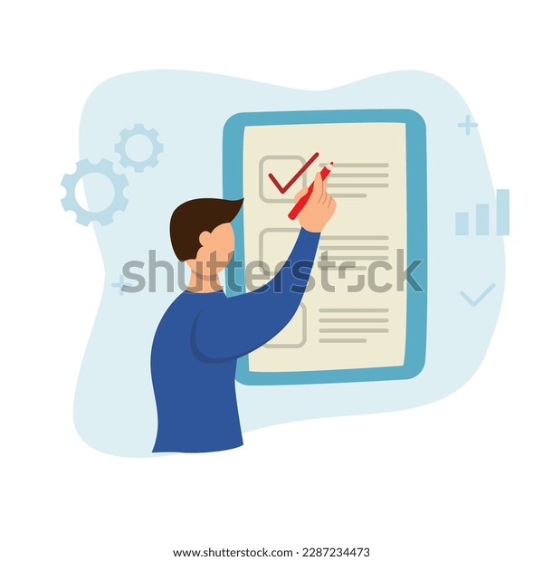 Man Draw Checkmark On Do List Stock Vector (Royalty Free) 2287234473 ...