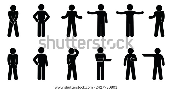 Man Icon People Standing Basic Poses Stock Vector (Royalty Free ...