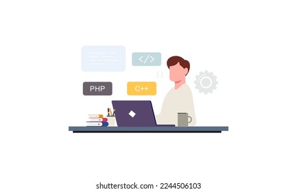 Young Beautiful Girl Programmer Behind Laptop Stock Vector (Royalty Free) 2382869977 | Shutterstock