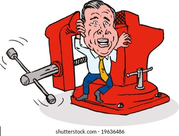 Man Squeezed Vise Stock Vector (Royalty Free) 19636486 | Shutterstock