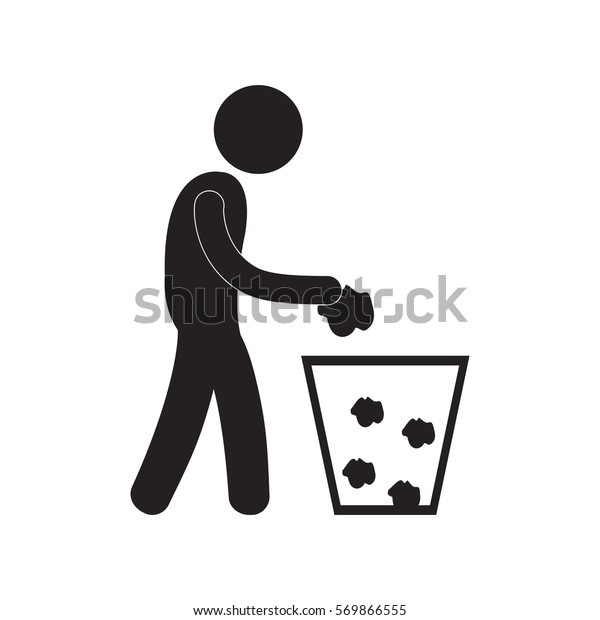 Man Throwing Trash Can Pictogram Vector Stock Vector (Royalty Free ...
