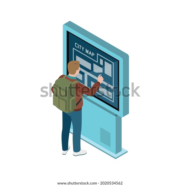 Man Using Electronic City Map Touch Stock Vector (Royalty Free ...