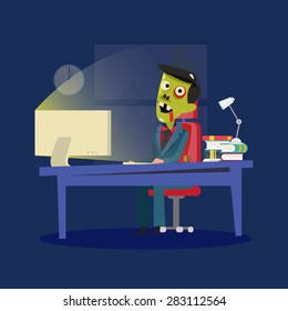 Man Working Hard Transform Into Zombie Stock Vector (Royalty Free ...