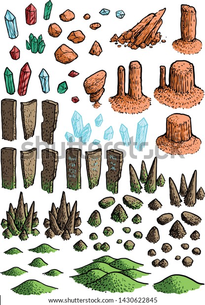 Map Elements Illustration Drawing Engraving Ink Stock Vector (Royalty ...