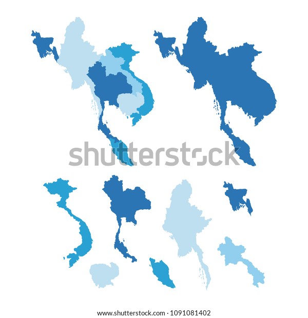 Map Indochina Stock Vector (Royalty Free) 1091081402 | Shutterstock