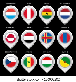 192 Markers Paper Flag Map Vector Stock Vector (Royalty Free) 175025291 ...
