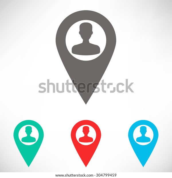 Map Pointer Man Silhouette Set Varicolored: vector de stock (libre de ...