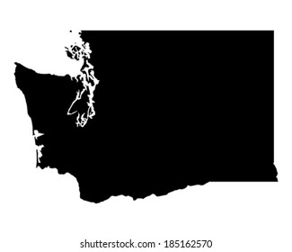 Washington Black Map On White Background Stock Vector (Royalty Free ...