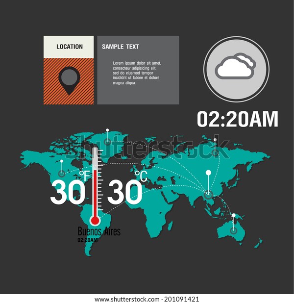 Map Weather Widgets Template Stock Vector (Royalty Free) 201091421 ...