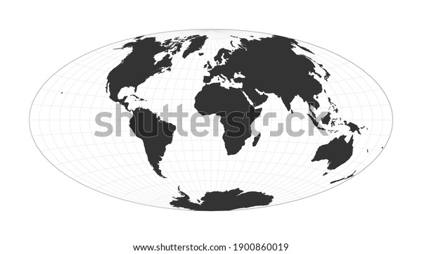 Map World Aitoff Projection Globe Latitude Stock Vector Royalty Free 1900860019 Shutterstock