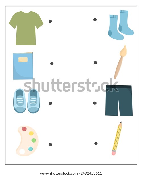 Matching Objects Worksheet Match Things Which Stock Vector (Royalty ...