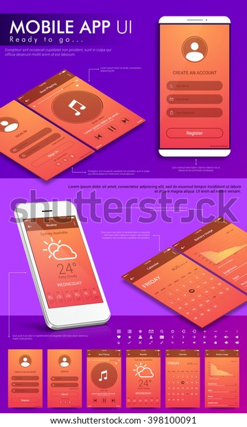 Material Design Ui Ux Gui Template Stock Vector (Royalty Free ...