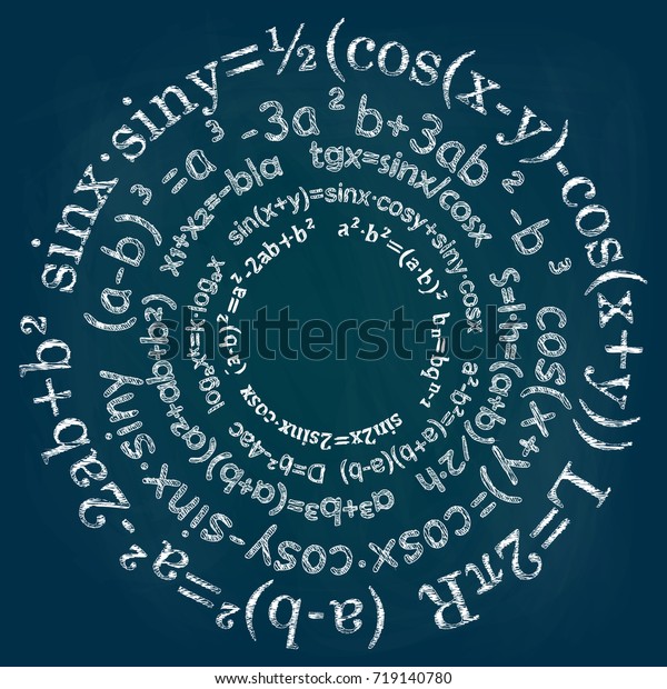 Math Formulas On Blue Background Hand Stock Vector (Royalty Free ...