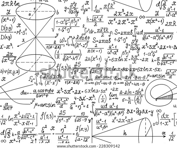 Mathematical Vector Seamless Pattern Figures Calculations Stock Vector ...