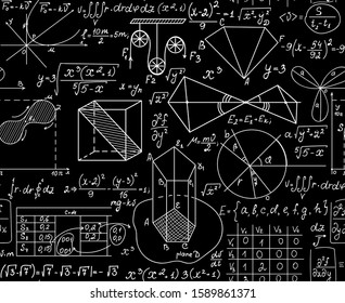 Mathematical Vector Seamless Pattern Handwritten Algebra Stock Vector ...