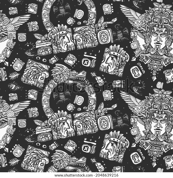 Mayan Pattern Magic Glyphs Kukulkan God Stock Vector (Royalty Free ...