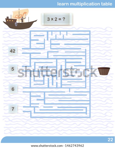 Maze Learn Multiplication Table Labyrinth Viking 스톡 벡터(로열티 프리 ...