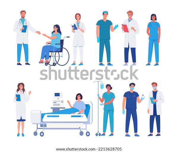 Medical Workers Doctors Nurses Work Hospitals Stock Vector (Royalty ...