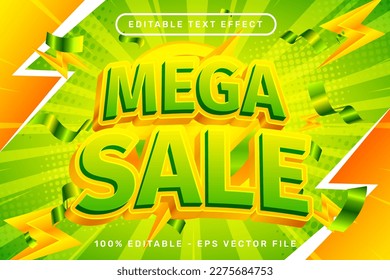 Mega Sale 3d Text Effect Editable Stock Vector (Royalty Free ...