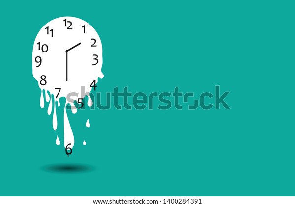 Melting Clock Flat Design Vector Illustration Stock Vector (Royalty ...
