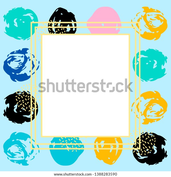 Memphis Background Abstract Paint Smears Frame Stock Vector (Royalty ...