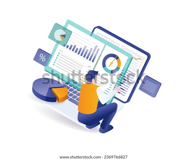 Men Compile Company Analysis Data Flat Stock Vector (Royalty Free ...