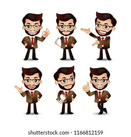 Set Cartoon Business Man Presentation Vector Stock Vector (Royalty Free ...