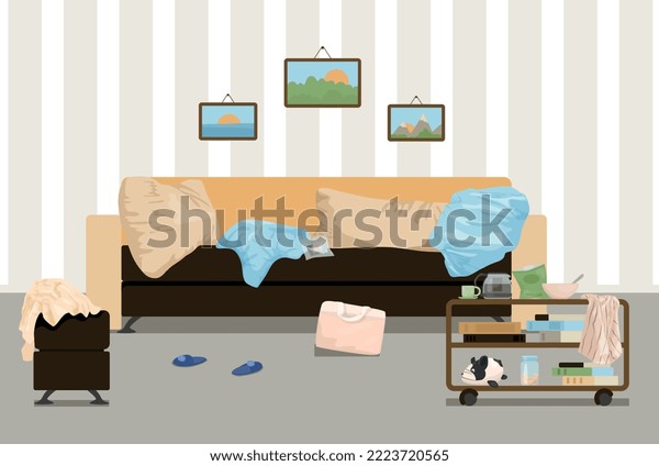 Messy Room Objects Composition Indoor Scenery Stock Vector (Royalty ...