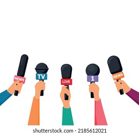 Hands Holding Microphones News Interview Television Stock Vector (Royalty Free) 2107870376 ...