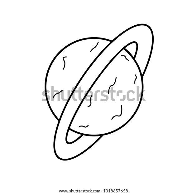 Minimal Line Art Planet Uranus Curved Stock Vector (Royalty Free ...