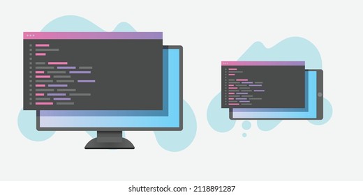 Minimal Modern Flat Vector Illustration Coding Stock Vector (Royalty ...