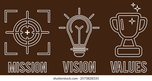 Mission Vision Values Icon Set Mission Stock Vector (Royalty Free ...