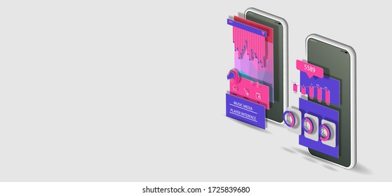 3d Isometric Mobile App Ui Ux Stock Vector (Royalty Free) 1537490255 ...
