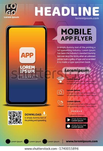 Mobile Application Technology Poster Flyer Communication Stock Vector ...