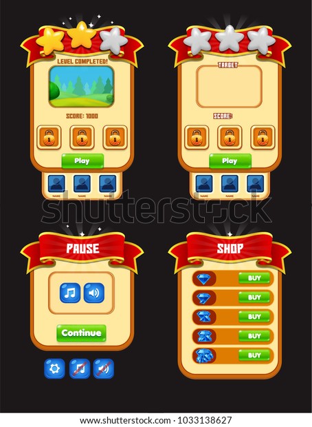 Mobile Game User Interface Panels Pop Stock Vector (Royalty Free) 1033138627 | Shutterstock