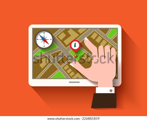 Mobile Gps Navigation Modern Vector Illustration Stock Vector (Royalty ...