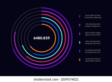 Modern Dashboard Infographic Data Visualization Pie Stock Vector ...